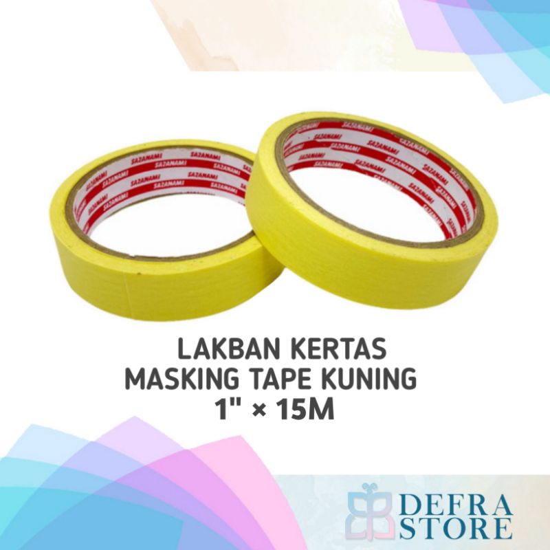 Jual LAKBAN KERTAS KUNING 1" X 15M (24MM) SAZANAMI MASKING TAPE KUNING ...