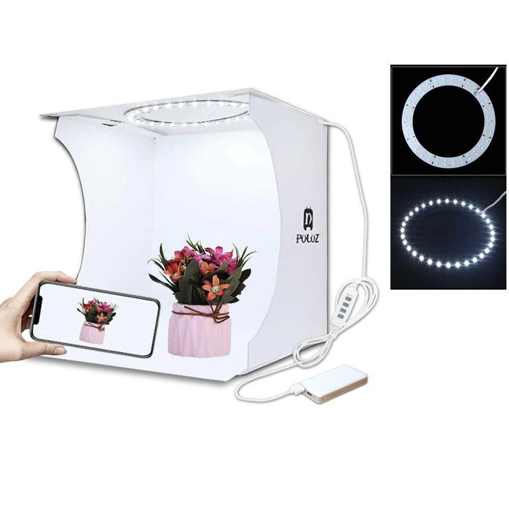 Jual PULUZ Photo Studio Mini Soft Box Ring Light with 6 Backdrop Putih ...