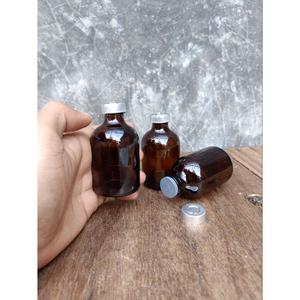 Jual Botol Kaca VIAL 50ml AMBER / COKLAT 50ml tutup kayu gabus ...