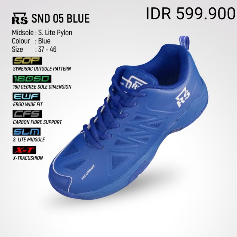 Jual sepatu badminton rs SND 05 biru size 38 dan 46 | Shopee Indonesia