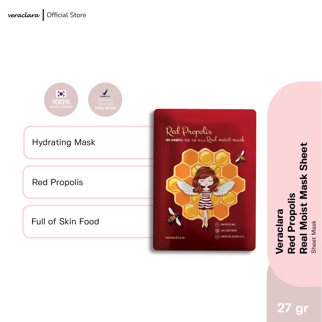 Jual Veraclara – Red Propolis Real Moist Mask Sheet 23ml [Official ...