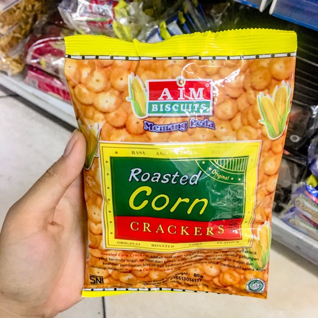 Jual AIM Biscuits Roasted Corn Crackers 80gr | Shopee Indonesia