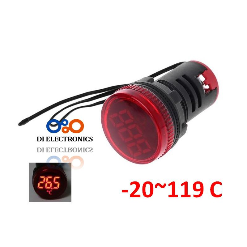 Jual 22mm Pilot Lamp With Thermometer Lampu Indicator LED Digital Light ...