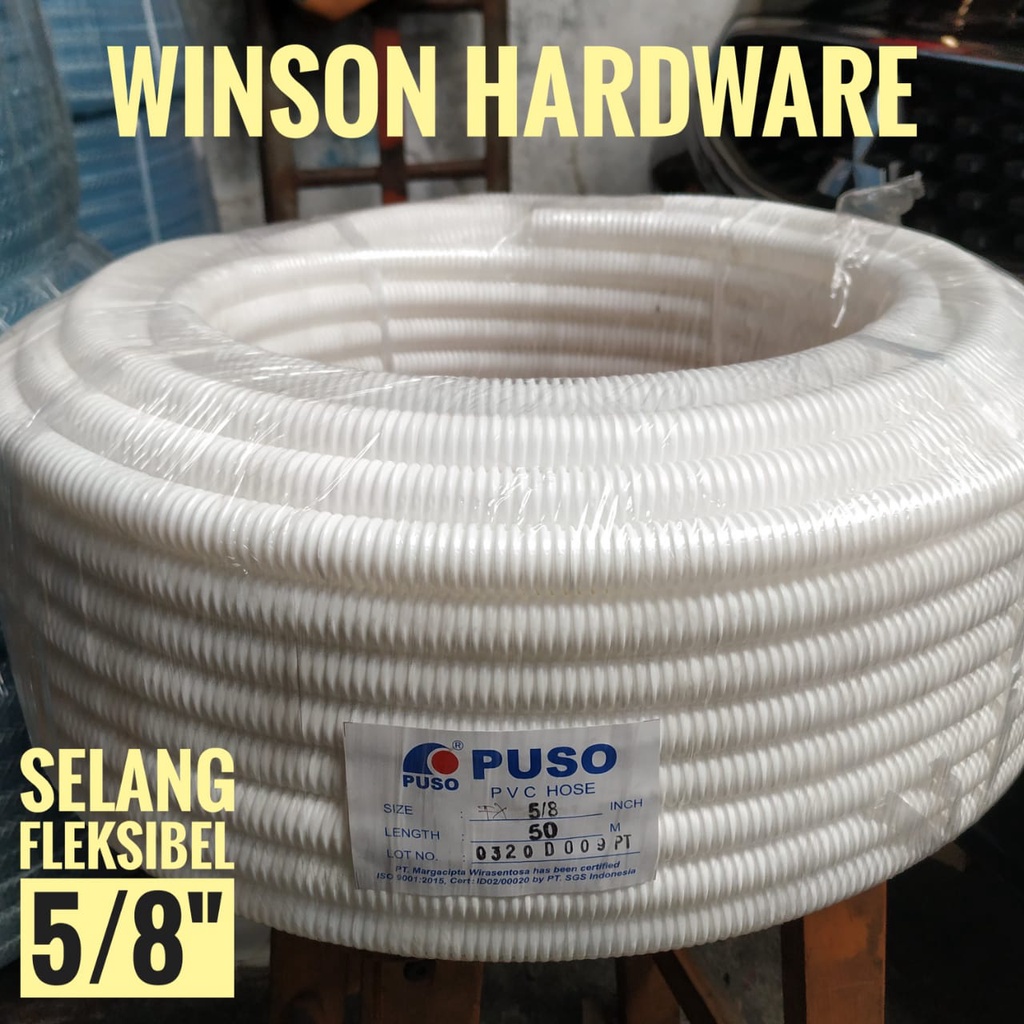 Jual Selang Fleksibel Flexible Putih 5/8" PUSO Panjang 50 Meter Rol ...