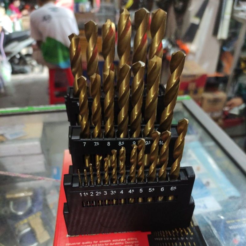Jual mata bor set besi kayu 25pc ATS (1.0mm-13mm)/mata bor besi kayu ...