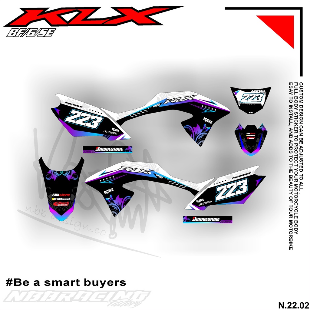 Jual (COD) Sticker Striping KLX BF/ G /SE Extreme Desain Decal KLX BF ...