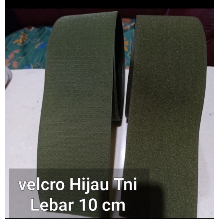 Jual velcro lebar 10 cm hijau TNI panjang 1 mtr | Shopee Indonesia