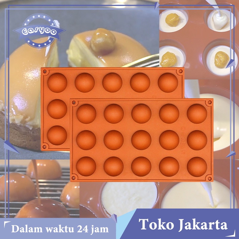 Jual 15 24 Lubang Cetakan Coklat Silikon Bulat Setengah Baking Mold ...