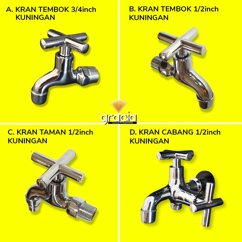 Jual Kran Air Tembok / Taman Kuningan 1/2inch / Keran Air Kuningan 3 ...