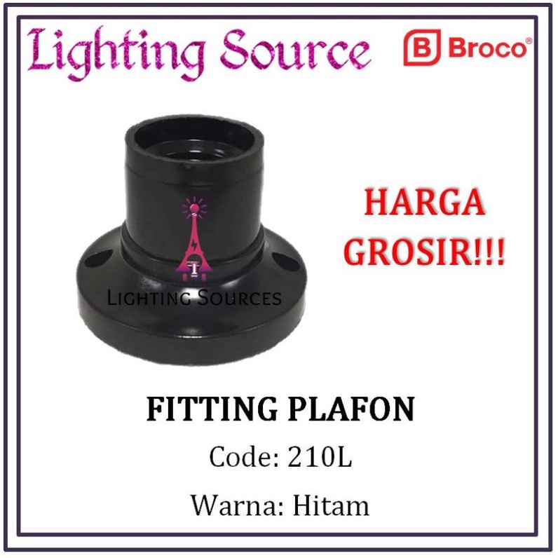 Jual BROCO FITTING TEMPEL PLAFON BULAT HITAM 210L | Shopee Indonesia