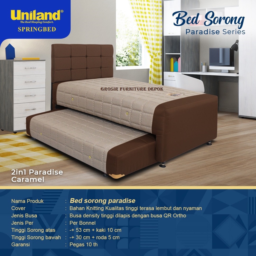 Jual Springbed Uniland 2in1 Paradise Ukuran 90x200 Ferrero & Caramel ...