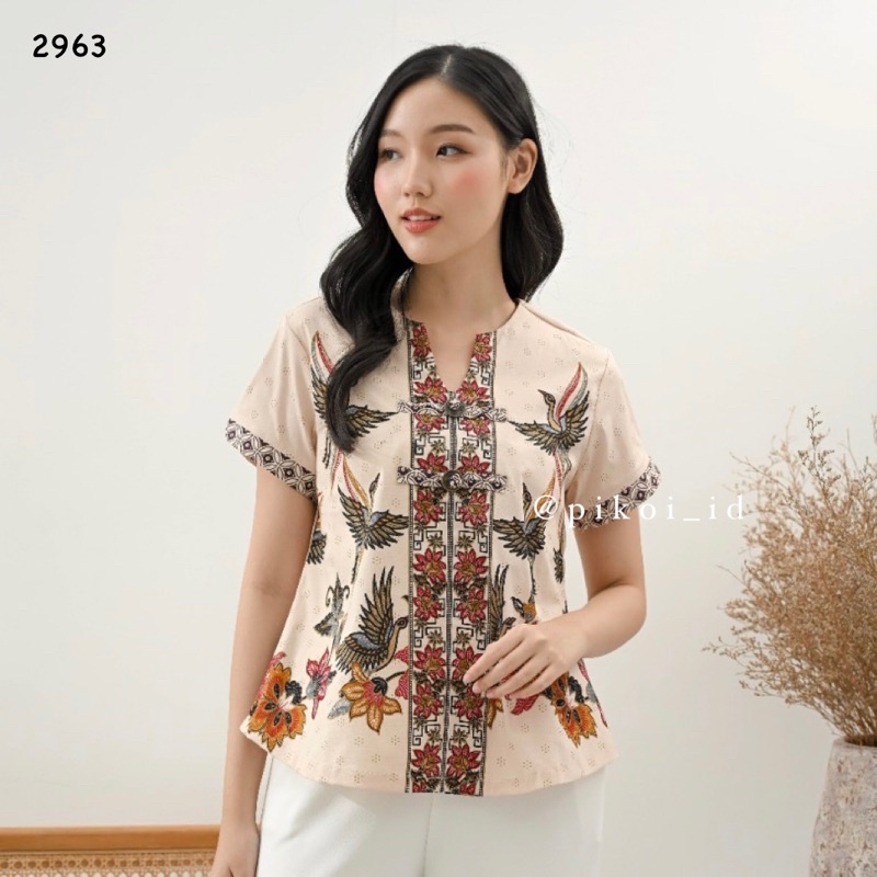 Jual Atasan batik merah / Cheongsam batik wanita / baju batik etnik ...