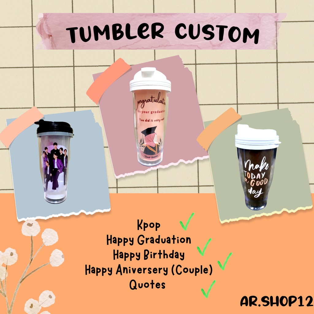 Jual (Bisa COD)Tumbler Custom/Tumbler Insert Paper Kpop, Graduation ...