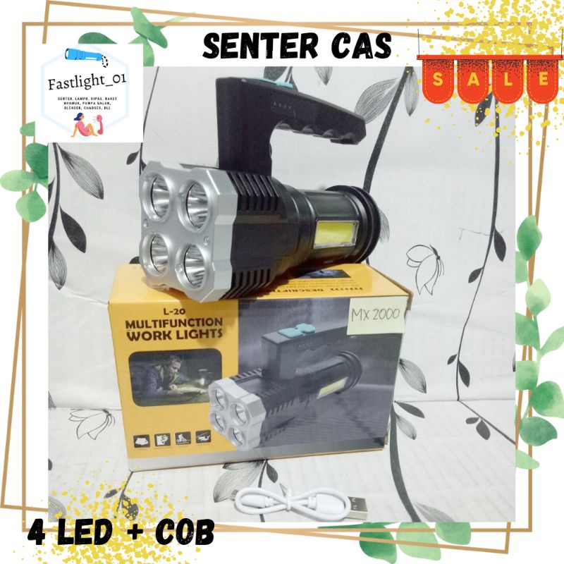 Jual Senter Multifunction Work Lights L-20 (4LED + COB) | Shopee Indonesia
