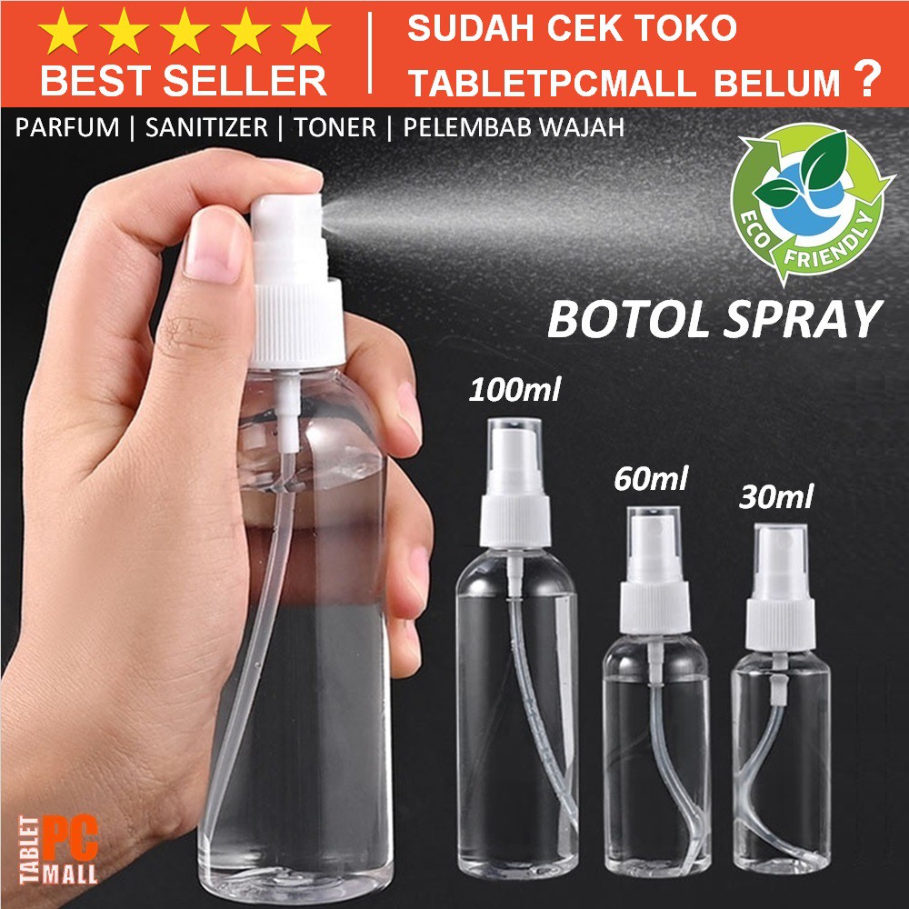 Jual Botol Spray 30ml 60ml 100ml Bening Transparan Plastik PET Eco ...