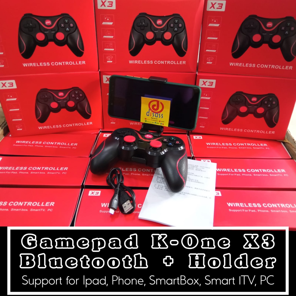 Jual GAMEPAD BLUETOOTH K-ONE X3 WITH HOLDER / JOYSTICK WIRELESS / GAME ...