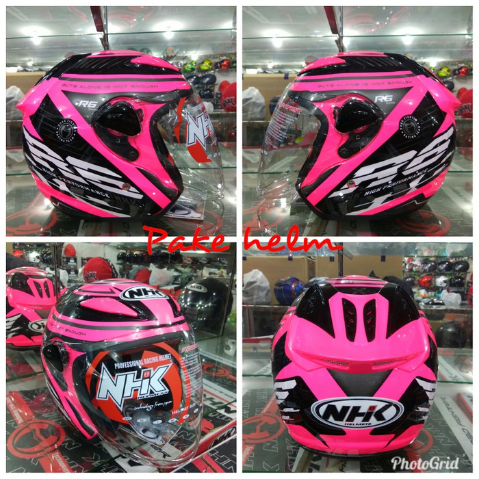 Jual HELM NHK R6 RACER X PINK FLO SE HALF FACE | Shopee Indonesia
