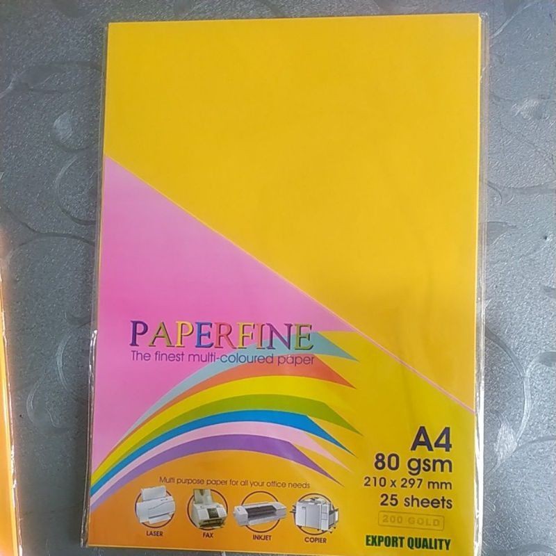 Jual Kertas HVS Warna PAPERFINE 80gram A4 25 lembar | Shopee Indonesia