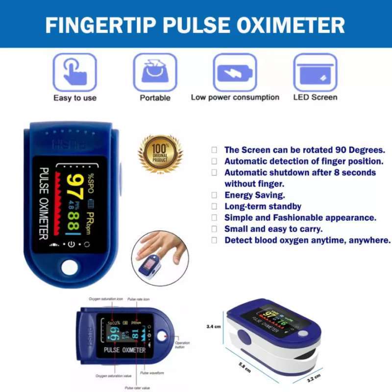 Jual Oxymeter Pulse Fingertip Oximeter Alat Pengukur Detak Jantung ...
