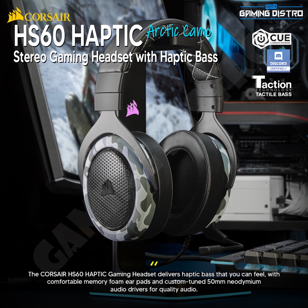 Jual Headset Gaming Corsair HS60 Haptic Technology Arctic Camo | Shopee ...