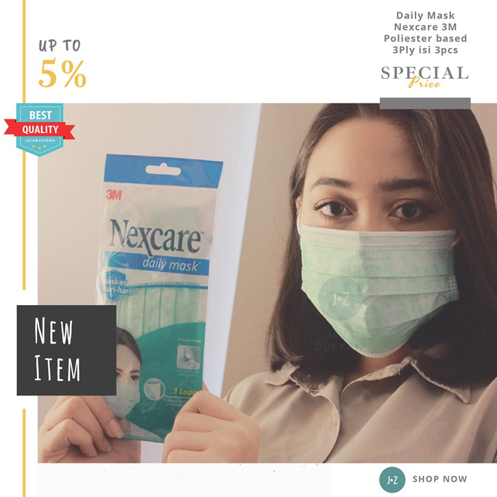 Jual Masker 3M Nexcare MD-20 Daily Earloop Mask (3pcs/Pack) Original ...