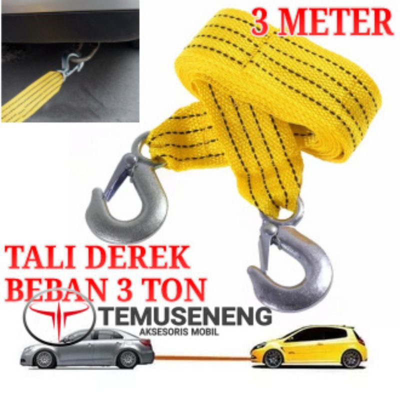 Jual Tali Derek Mobil Tali Penarik Mobil Mogok Panjang 3 Meter Beban 3 ...