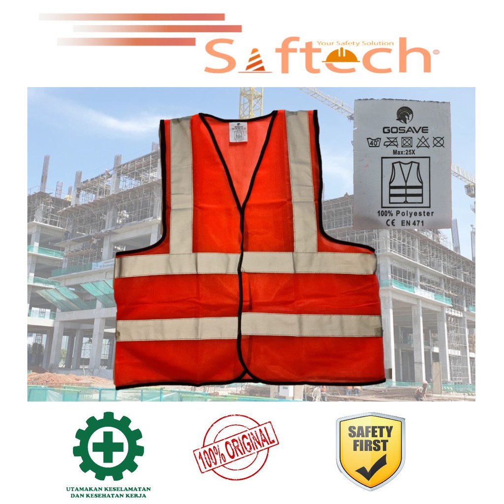 Jual ROMPI SAFETY ORANGE STABILO 100% POLYESTER 4 GARIS GOSAVE GARANSI ...