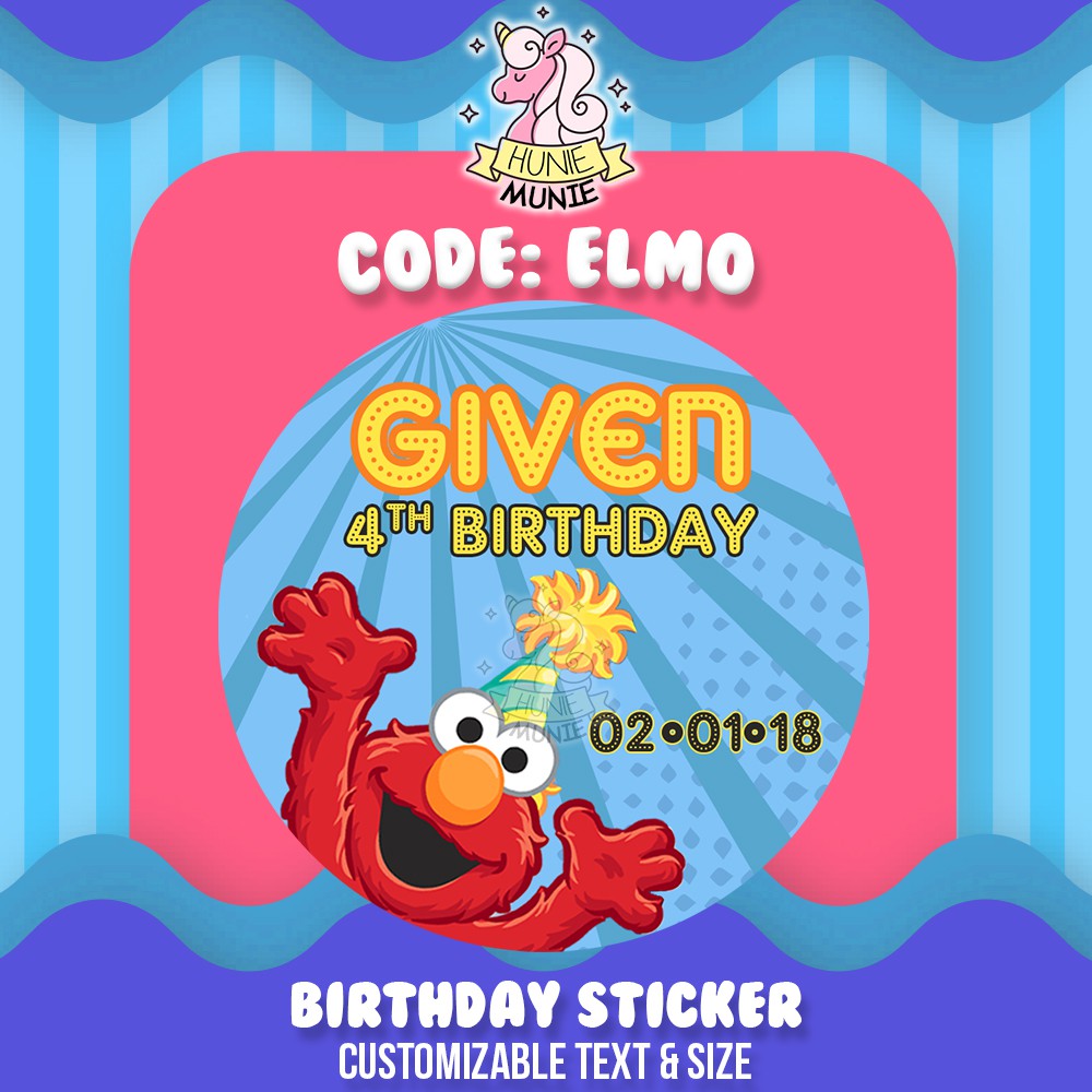 Jual Sticker Birthday Custom - Elmo Sesame Street (20pcs) Stiker Ulang ...