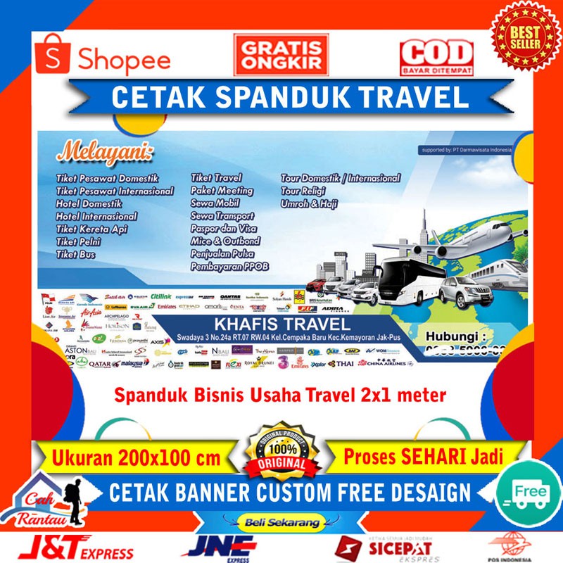 Jual Cetak Spanduk Murah Banner Toko Backdrop Usaha dan Bisnis Travel ...