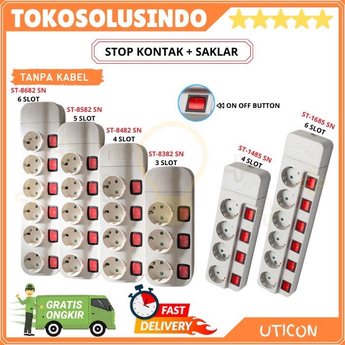 Jual Colokan / Stop Kontak UTICON + SAKLAR ON OFF Masing2 TANPA KABEL / Individual Switch / 2 ...
