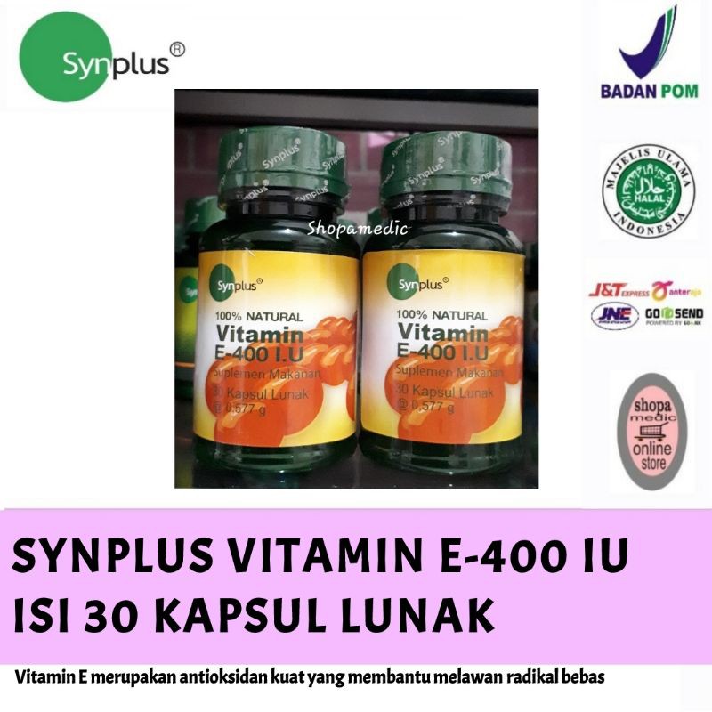 Jual SYNPLUS VITAMIN E-400 IU ( ISI 30 KAPSUL LUNAK ) | Shopee Indonesia