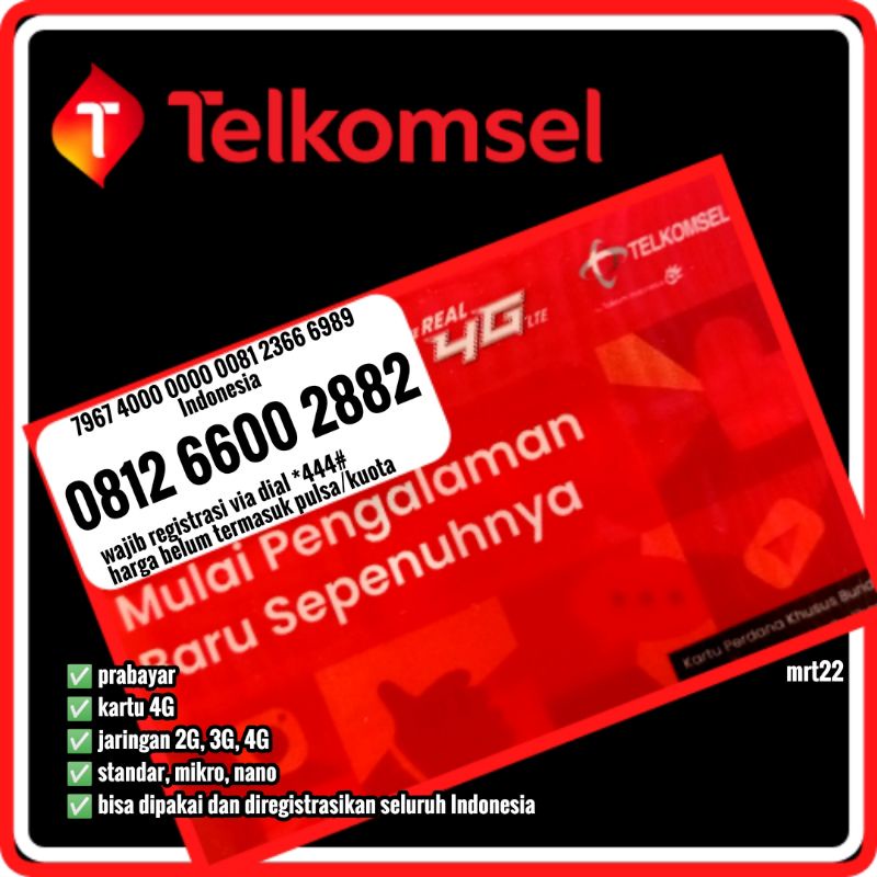Jual Kartu perdana nomor cantik telkomsel simpati 4G LTE aabb cddc 6600 2882 | Shopee Indonesia
