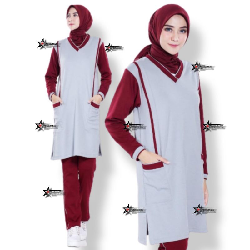 Jual Setelan Baju senam Muslimah / Setelan baju Olahraga wanita ( tunik sport ) | Shopee Indonesia