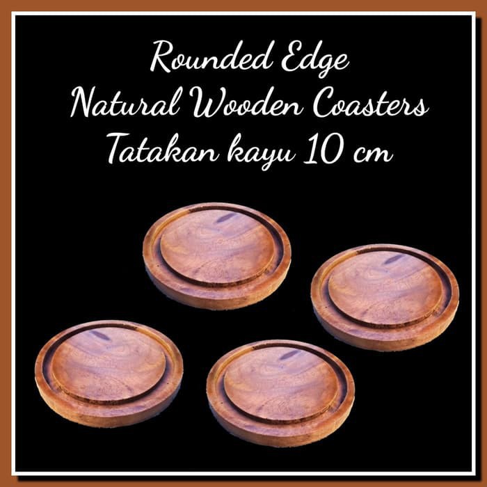 Jual Edge Natural wooden coasters 10 cm Tatakan kayu alami model garis ...