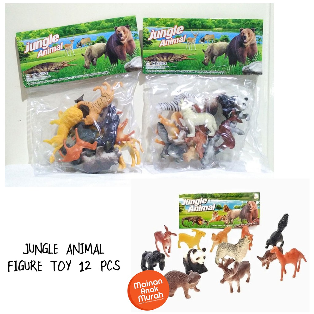 Jual Mainan Hewan Binatang Jungle Animal Figure Toy Karet 12 Pcs ...