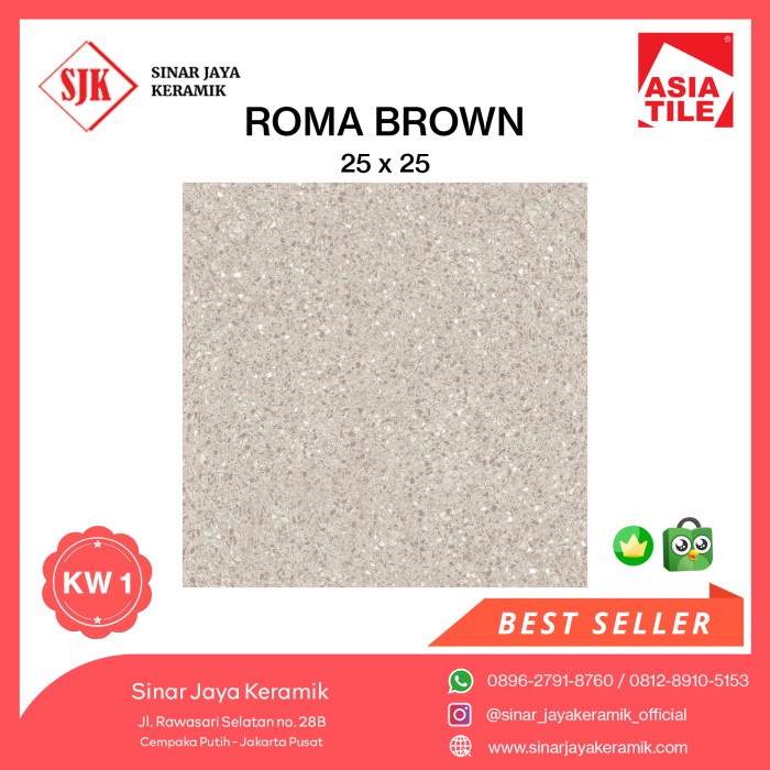 Jual Keramik Lantai Kamar Mandi WC ASIA TILE - ROMA 25x25 KW 1 | Shopee ...