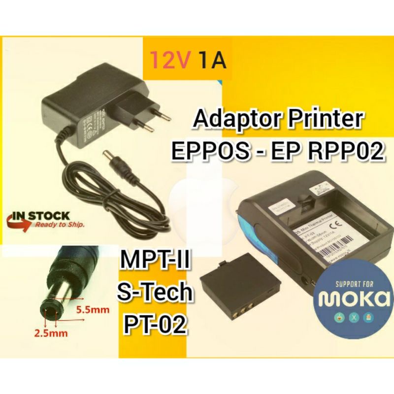 Jual Adaptor Mobile Prtinter Bluetooth Mini Thermal eppos 12V 1A MPT-II ...