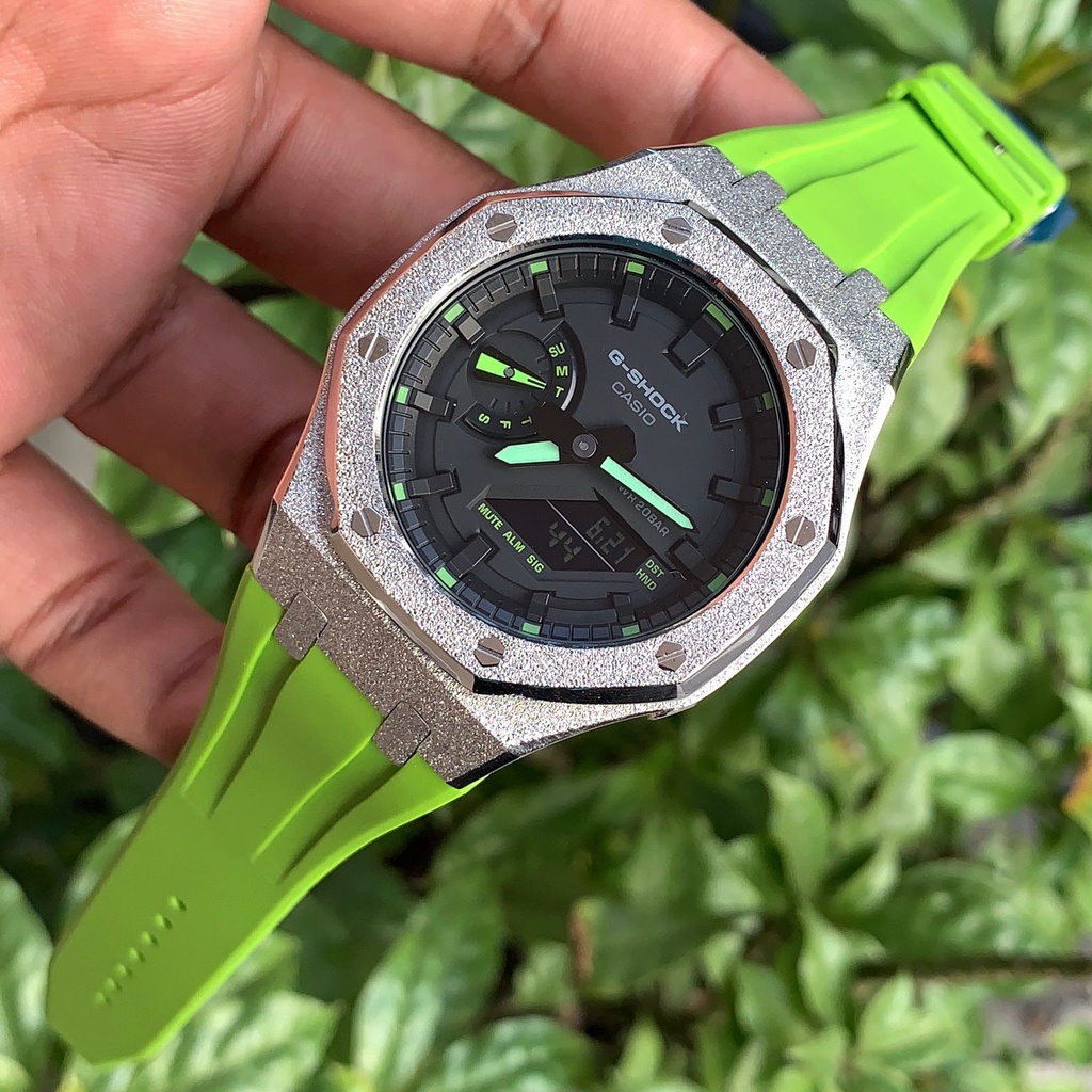 Jual Casioak Gshock GA 2100 1A3DR Daimond Silver Rubber Light Green ...