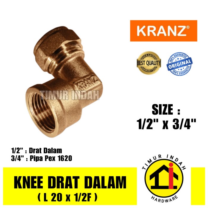 Jual Knee Drat Dalam Pipa Air Panas 1/2" x 3/4" - KRANZ ( L 20 x 1/2F ) | Shopee Indonesia