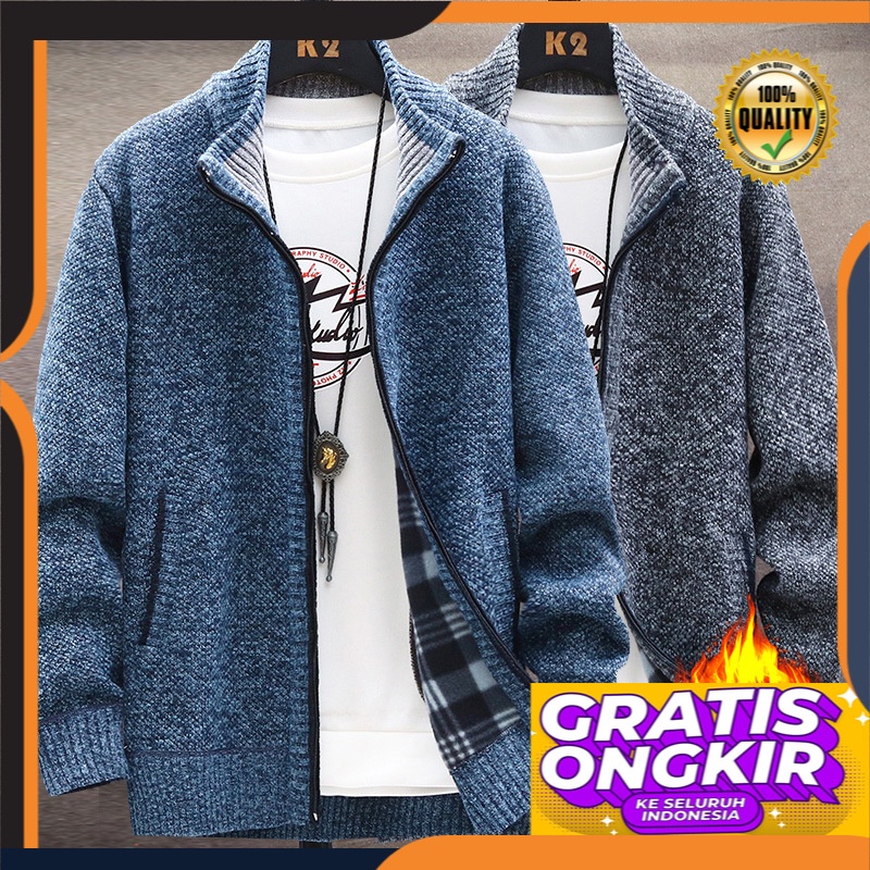 Jual Berdiri Kerah Sweter Plus Ukuran Cardigan Longgar Kasual Bulu ...