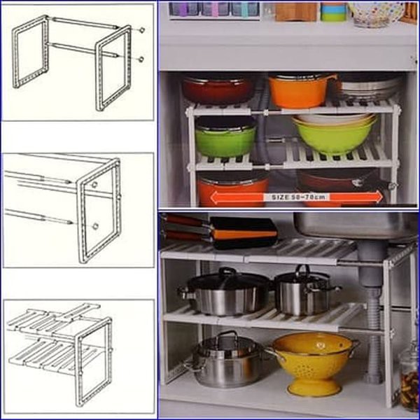 Jual AD119 Rak Panci 2 Susun Kitchen Set Dapur Adjustable Under Sink ...