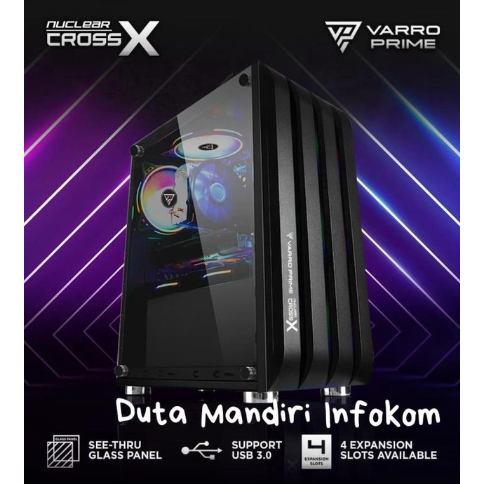 Jual Varro Prime Nuclear Cross X - Tempered Glass M-Atx Gaming Case ...