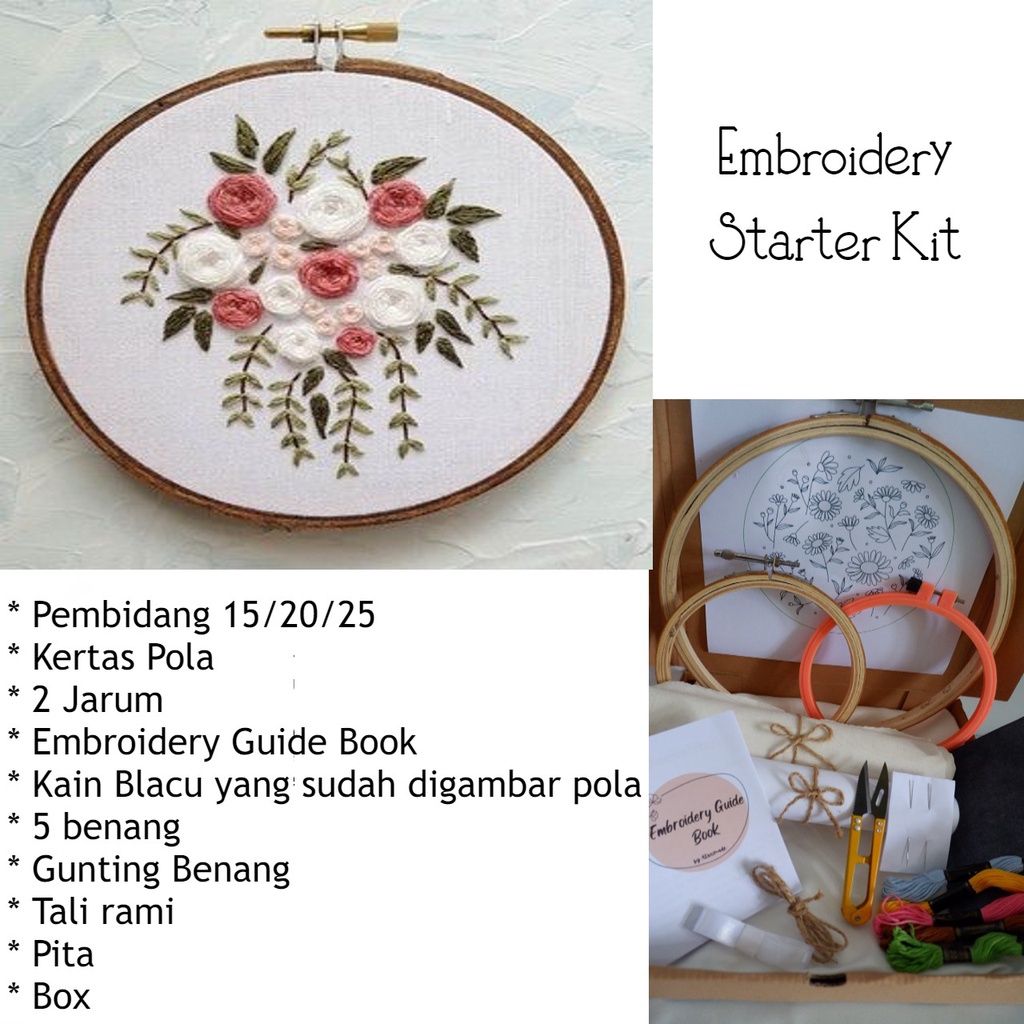 Jual Embroidery Kit Package Flower Seri B/Paket Sulam Untuk Pemula ...