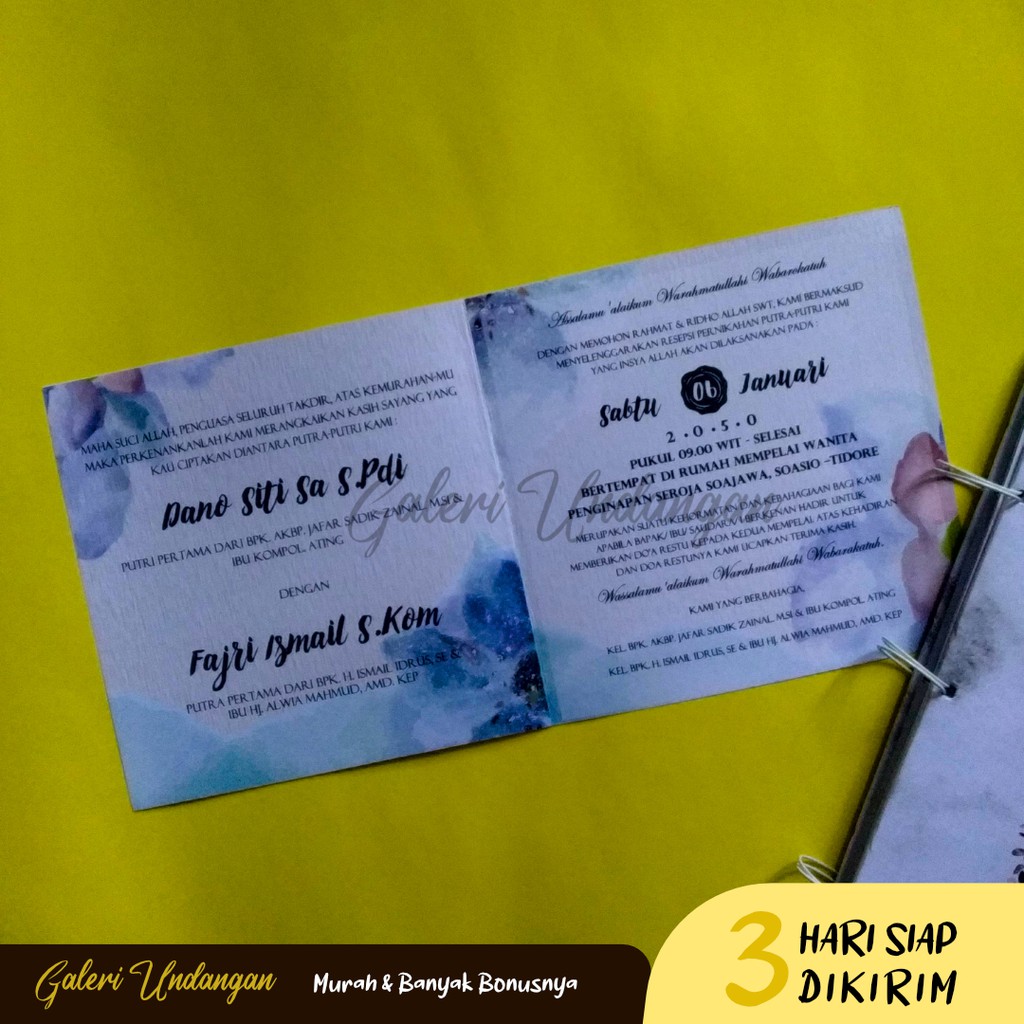 Jual Undangan Pernikahan/Resepsi "SCA-002" Water Color Simple, Elegant ...