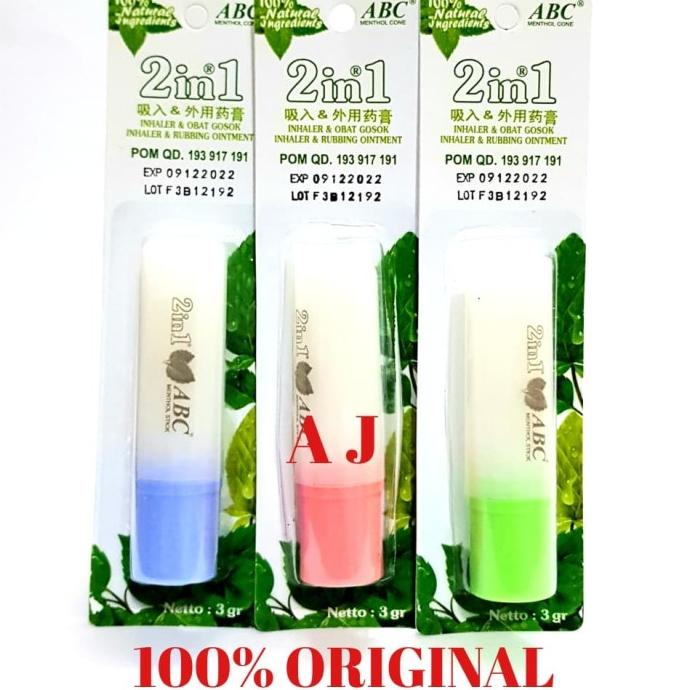 Jual ABC Menthol Stick 2in1 - Inhaler dan Gosok | Shopee Indonesia