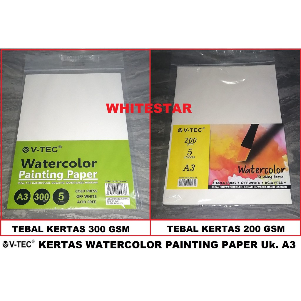 Jual kertas watercolor painting paper v-tec 200gsm / 300gsm cold press ...