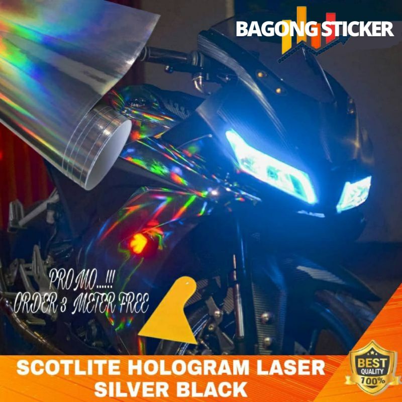 Jual Sticker skotlet pelangi hologram putih / Sticker skotlet motor ...