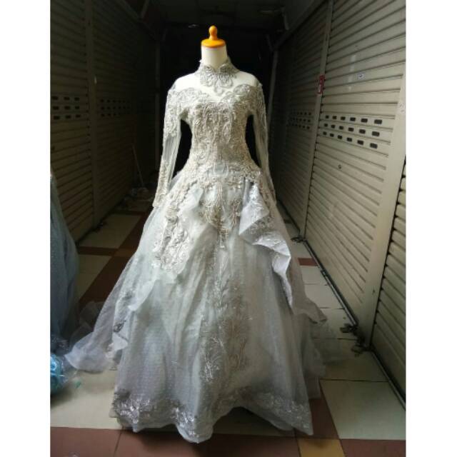 Jual Gaun organza totol payet jepang (silver) | Shopee Indonesia