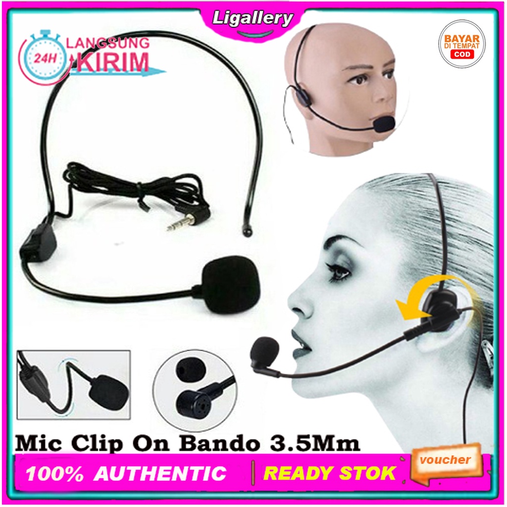 Jual [BISA COD] 1 Pcs Mic Clip On Bando Microphone Headset Kabel Audio ...