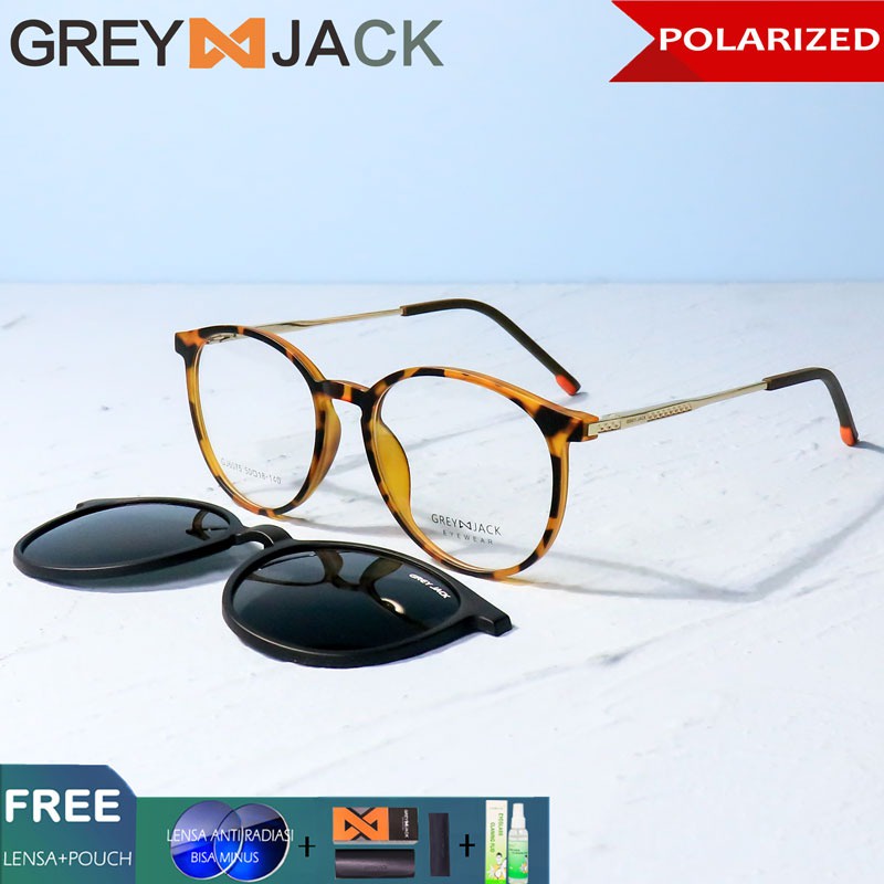 Jual Grey Jack Kacamata Clip On Polarized Anti UV/Anti Silau 2in1 Bisa Minus Tr90+METAL Model ...